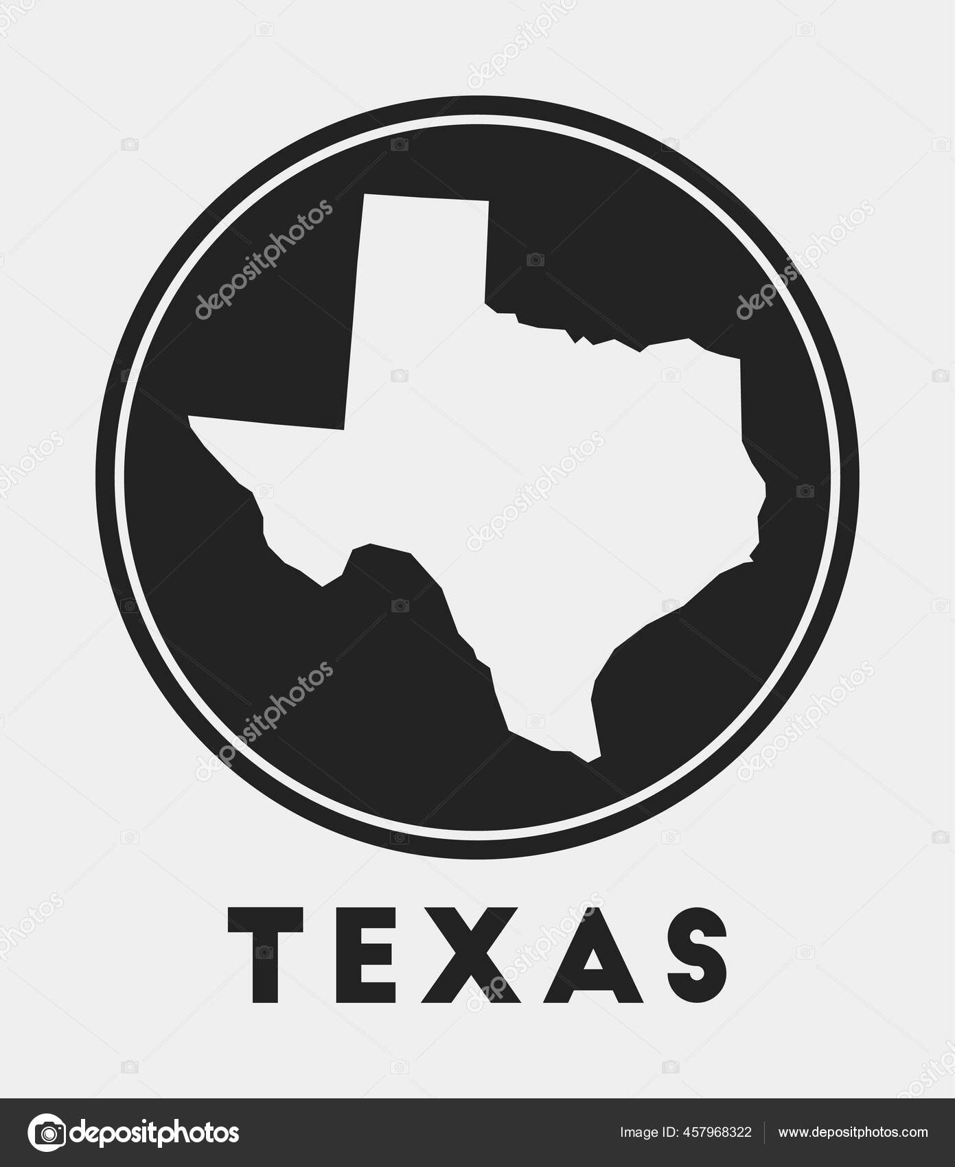 Texas icon Round logo with us state map and title Stylish Texas badge ...