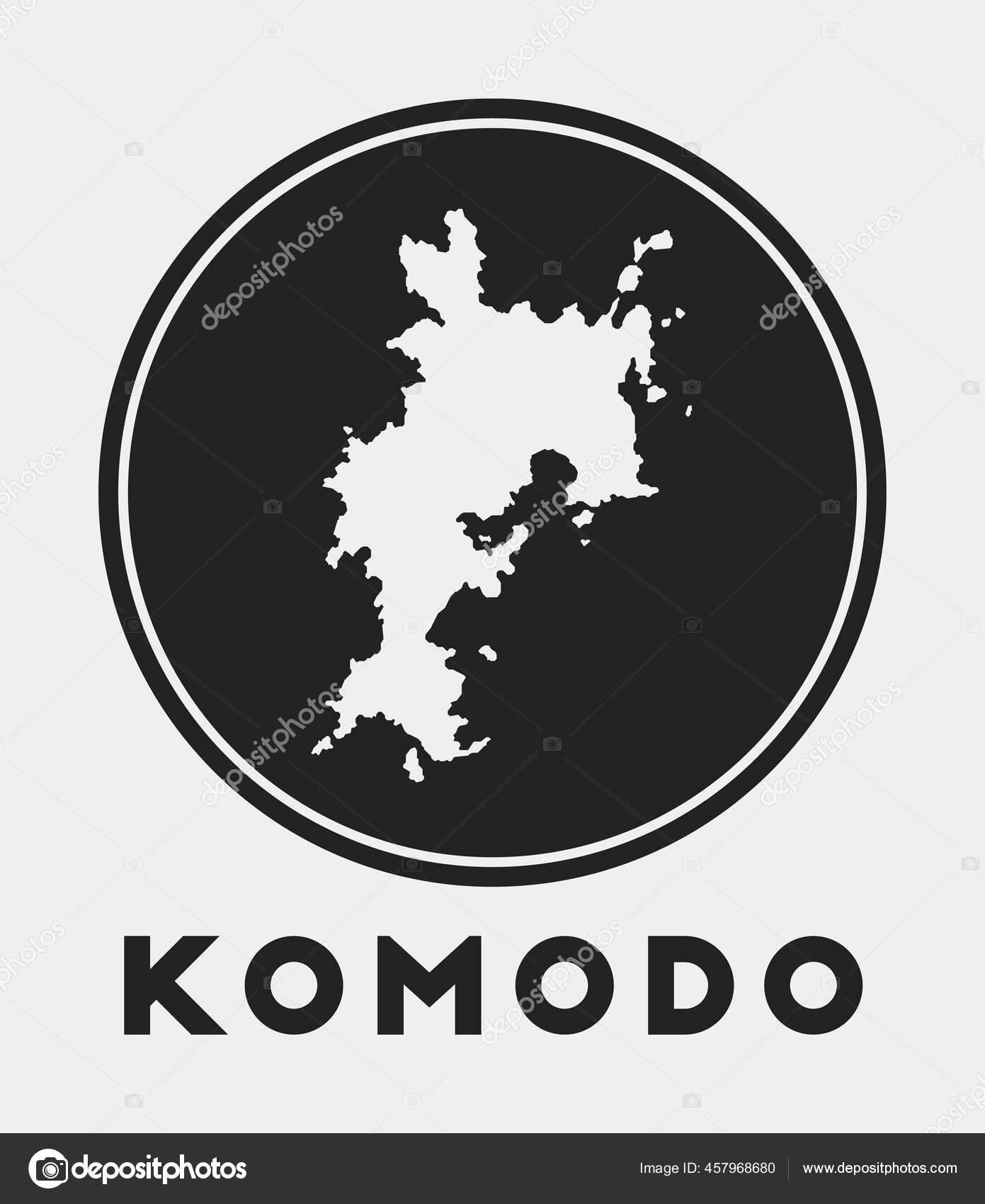 Komodo icon Round logo with island map and title Stylish Komodo badge ...