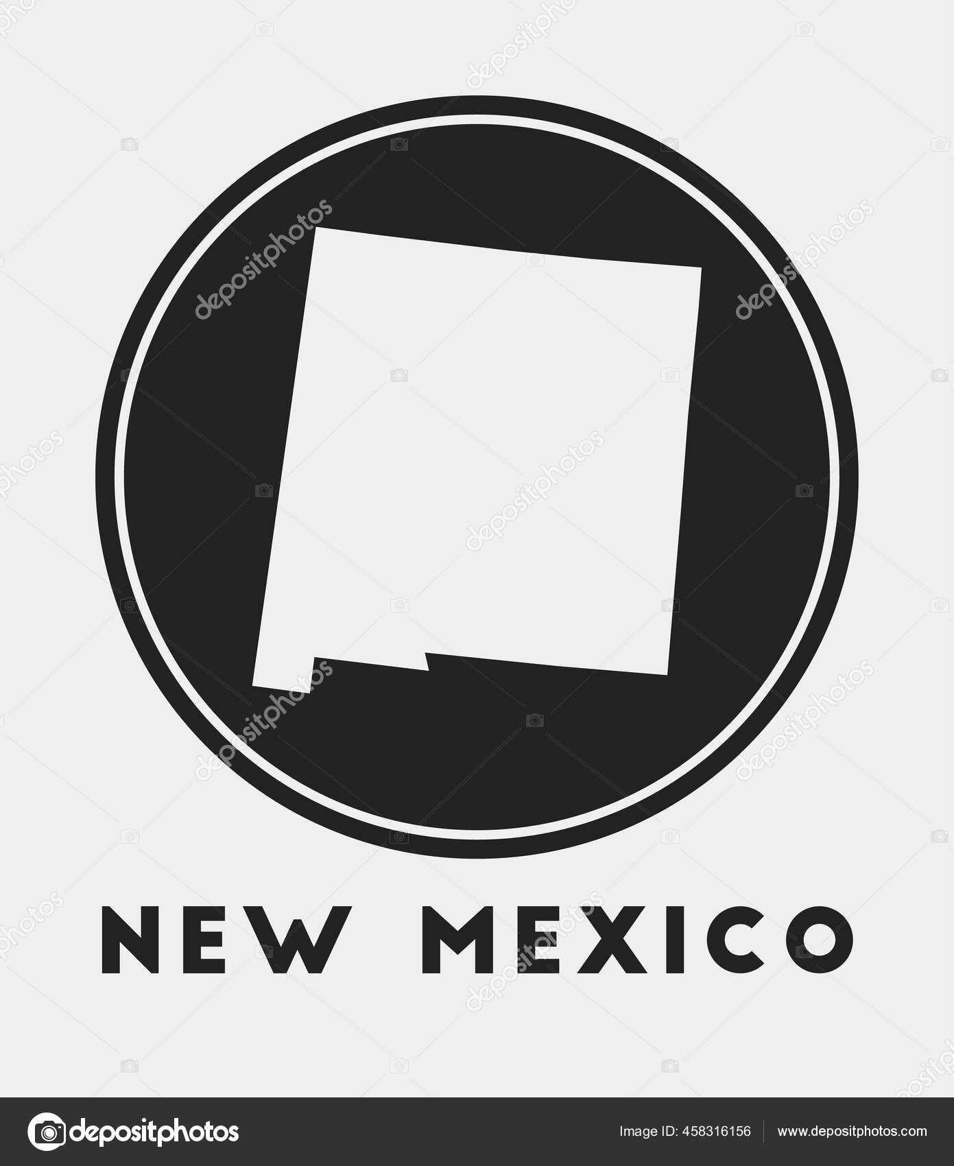 New Mexico icon Round logo with us state map and title Stylish New ...