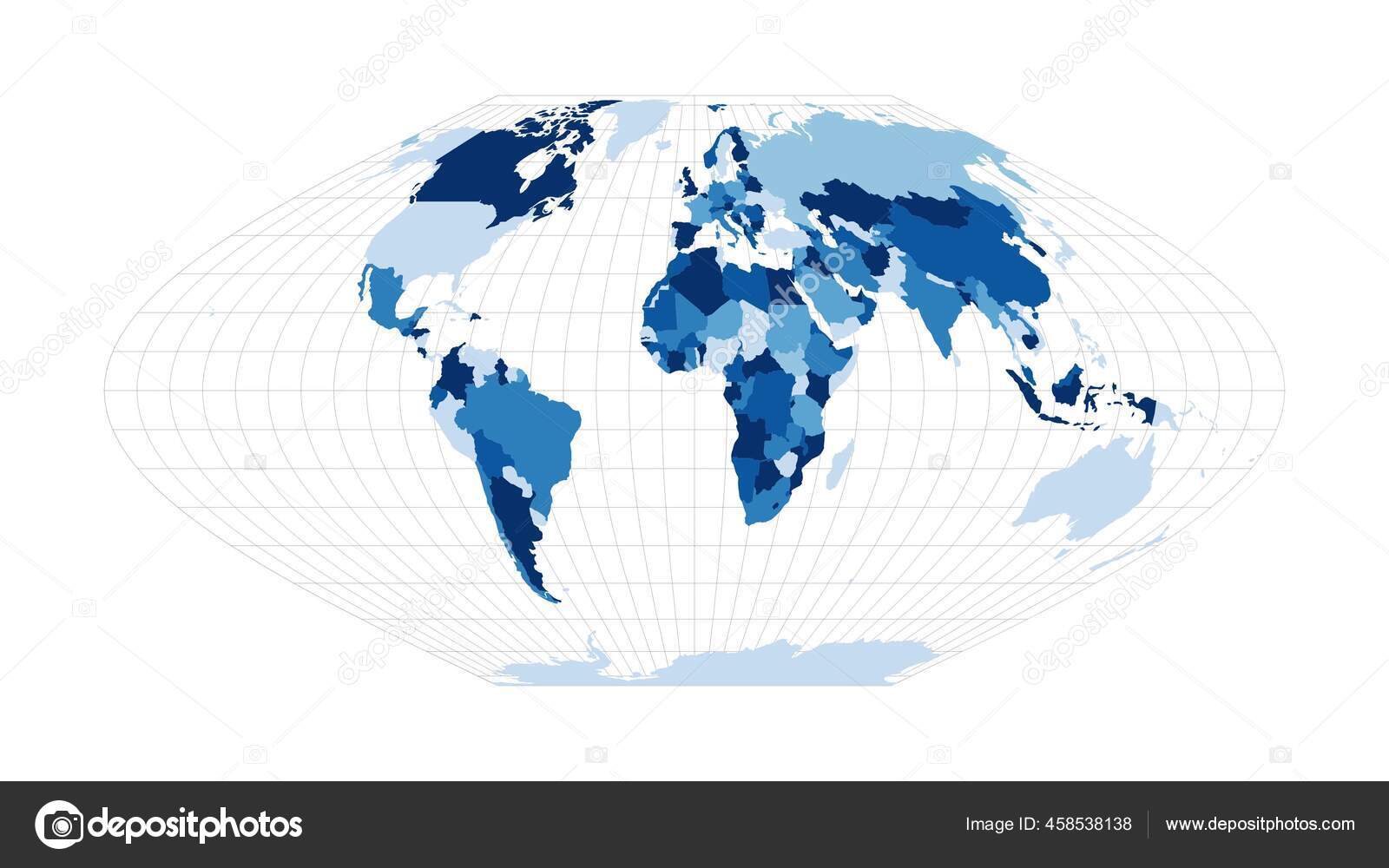 World Map McBrydeThomas flatpolar sinusoidal equalarea projection ...
