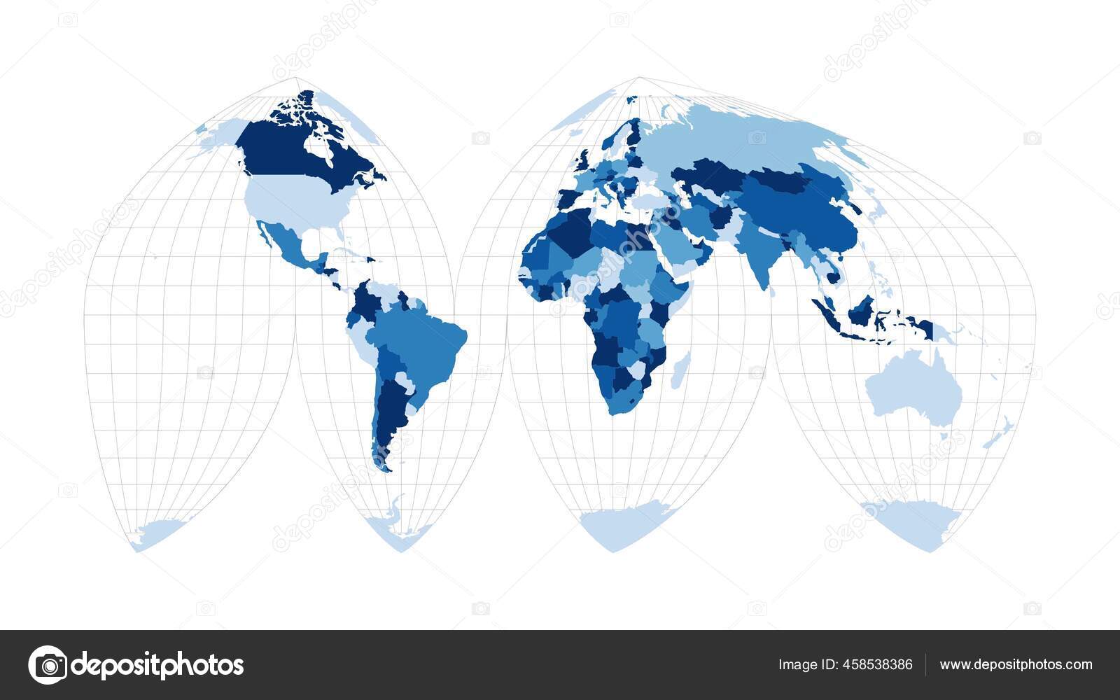 World Map Boggs interrupted eumorphic projection Loopable rotating map ...