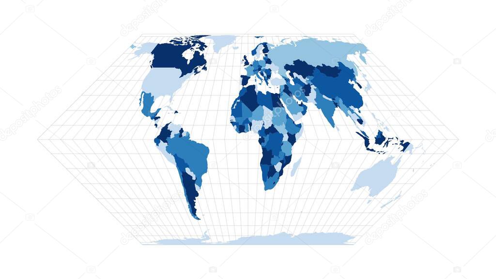 World Map Eckert II projection Loopable rotating map of the world ...