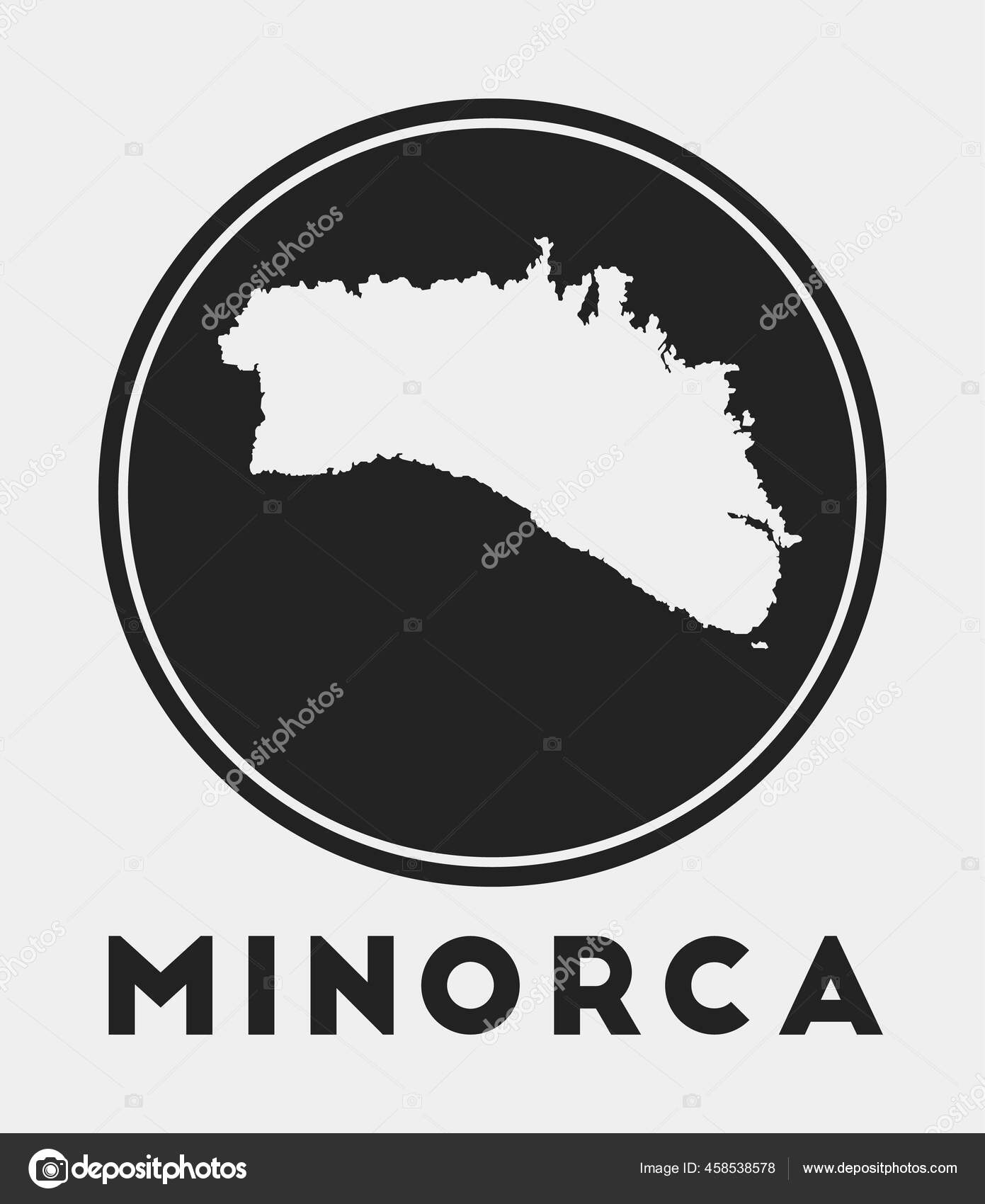 Minorca icon Round logo with island map and title Stylish Minorca badge ...