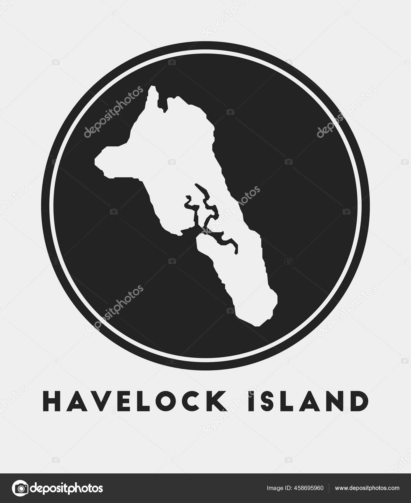 Havelock Island ikon Rund logotyp med ö karta och titel Snygg Havelock ...