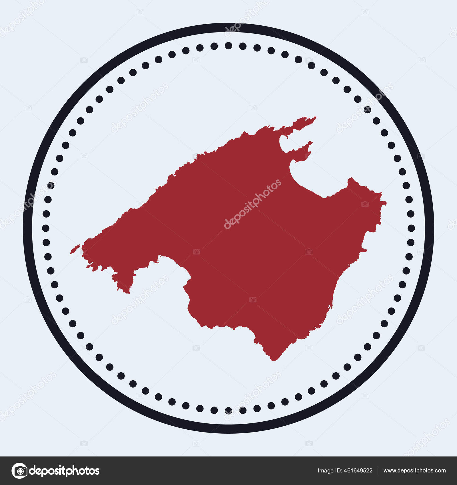 Majorca round stamp Round logo with island map and title Stylish ...