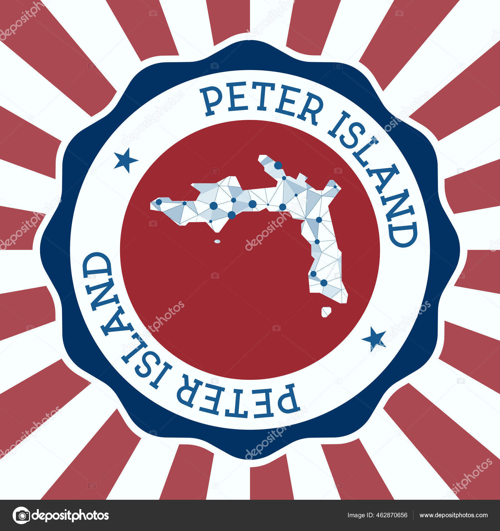 Peter Island Badge Round logo of island with triangular mesh map and ...