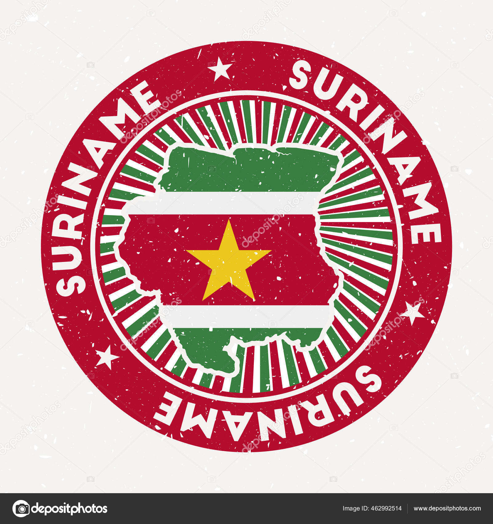 Suriname round stamp Logo of country with flag Vintage badge with ...