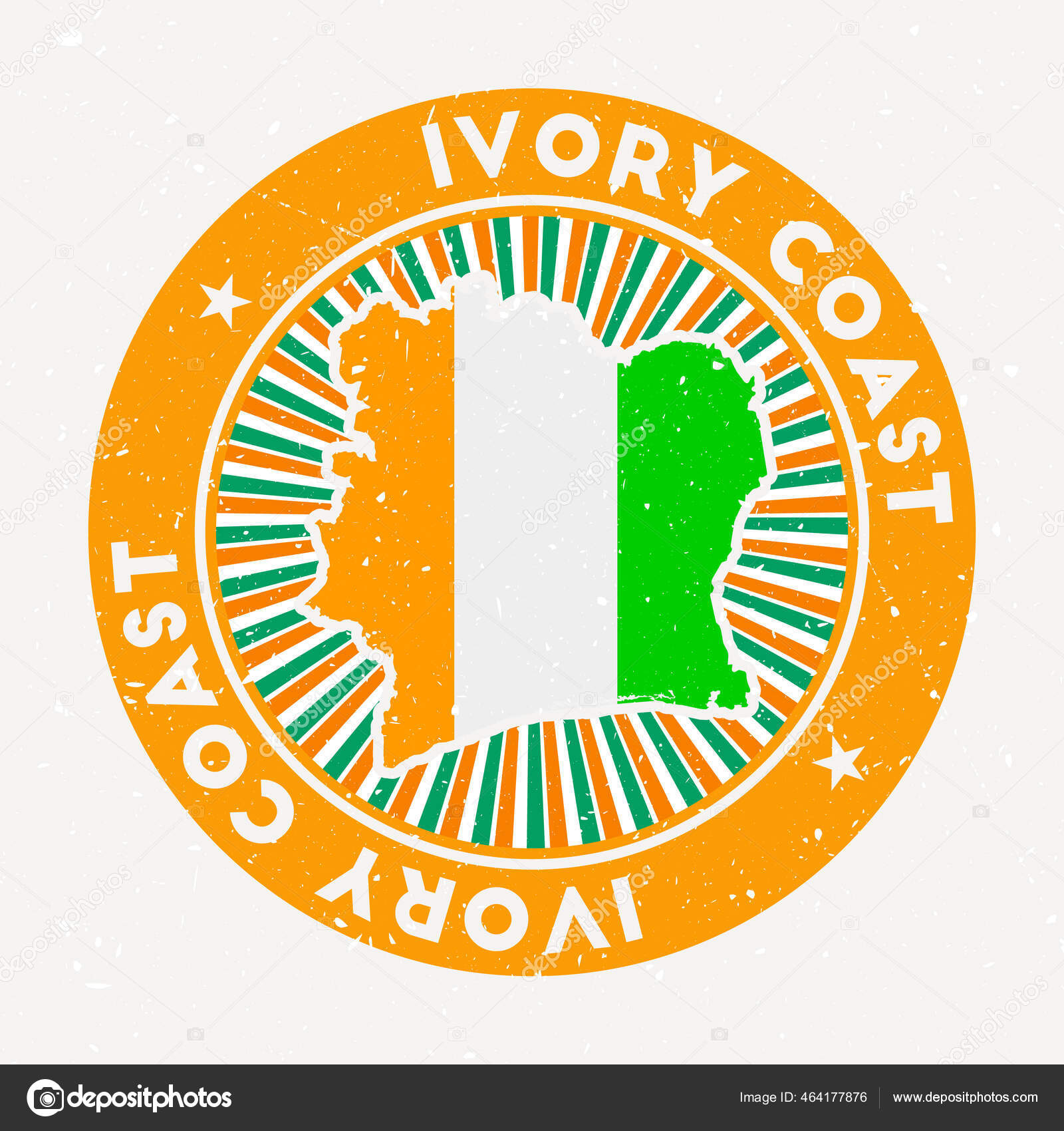 Ivory Coast round stamp Logo of country with flag Vintage badge with ...