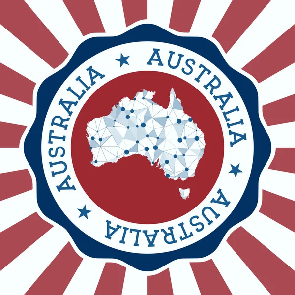 Australia sunburst badge The country sign with map of Australia with ...