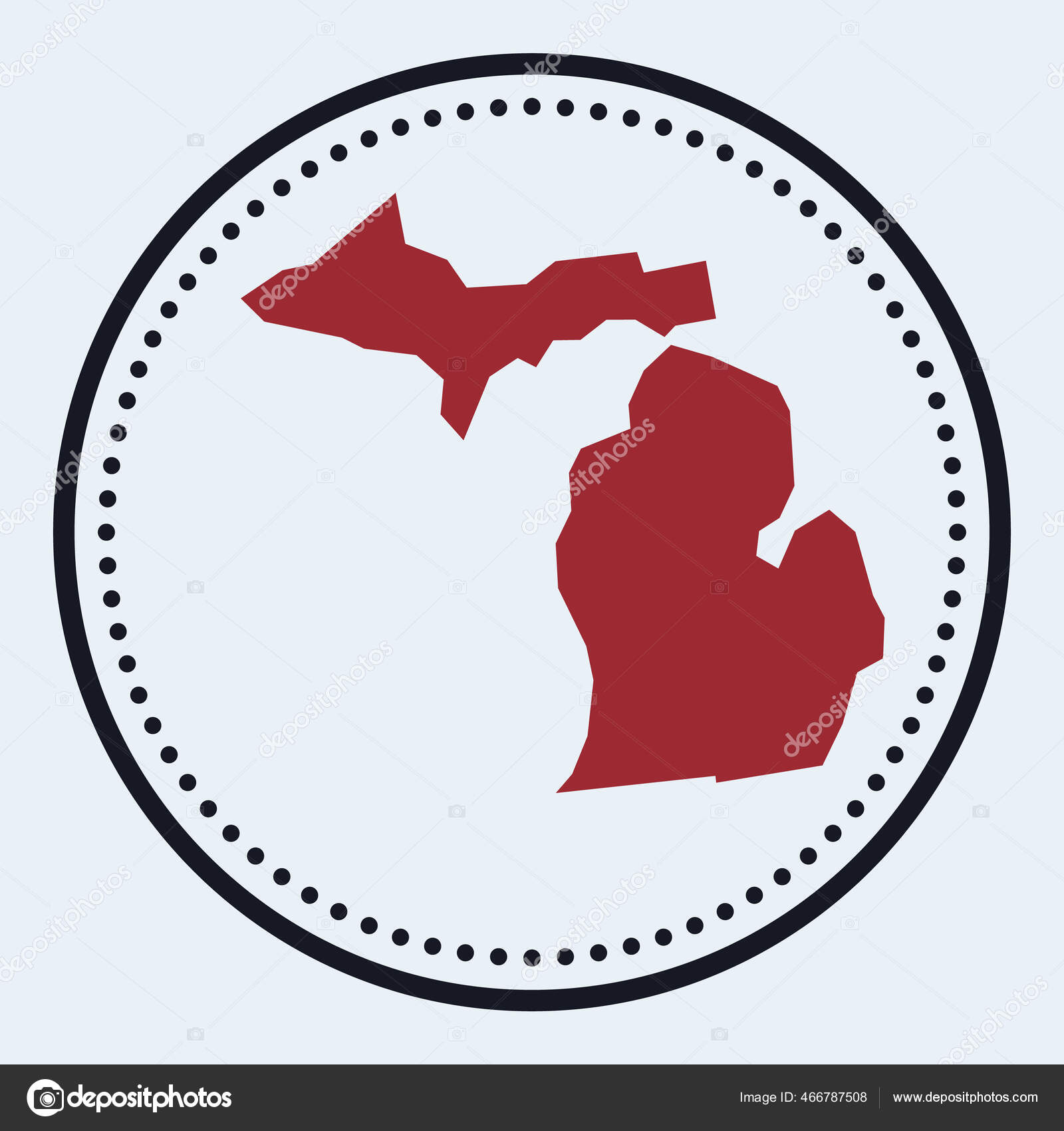 Michigan round stamp Round logo with us state map and title Stylish ...