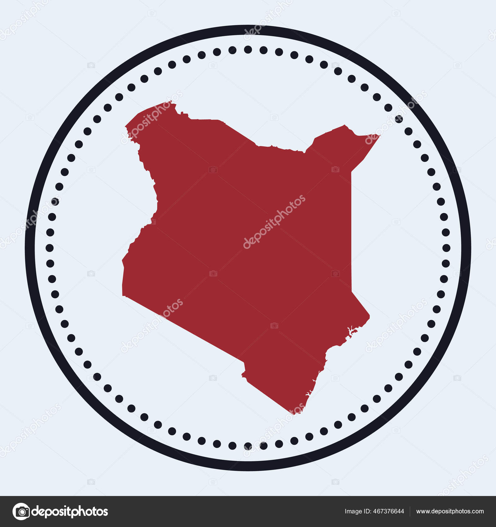 Kenya round stamp Round logo with country map and title Stylish minimal ...