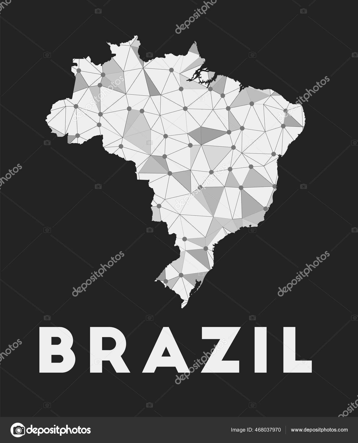 Brazil communication network map of country Brazil trendy geometric ...