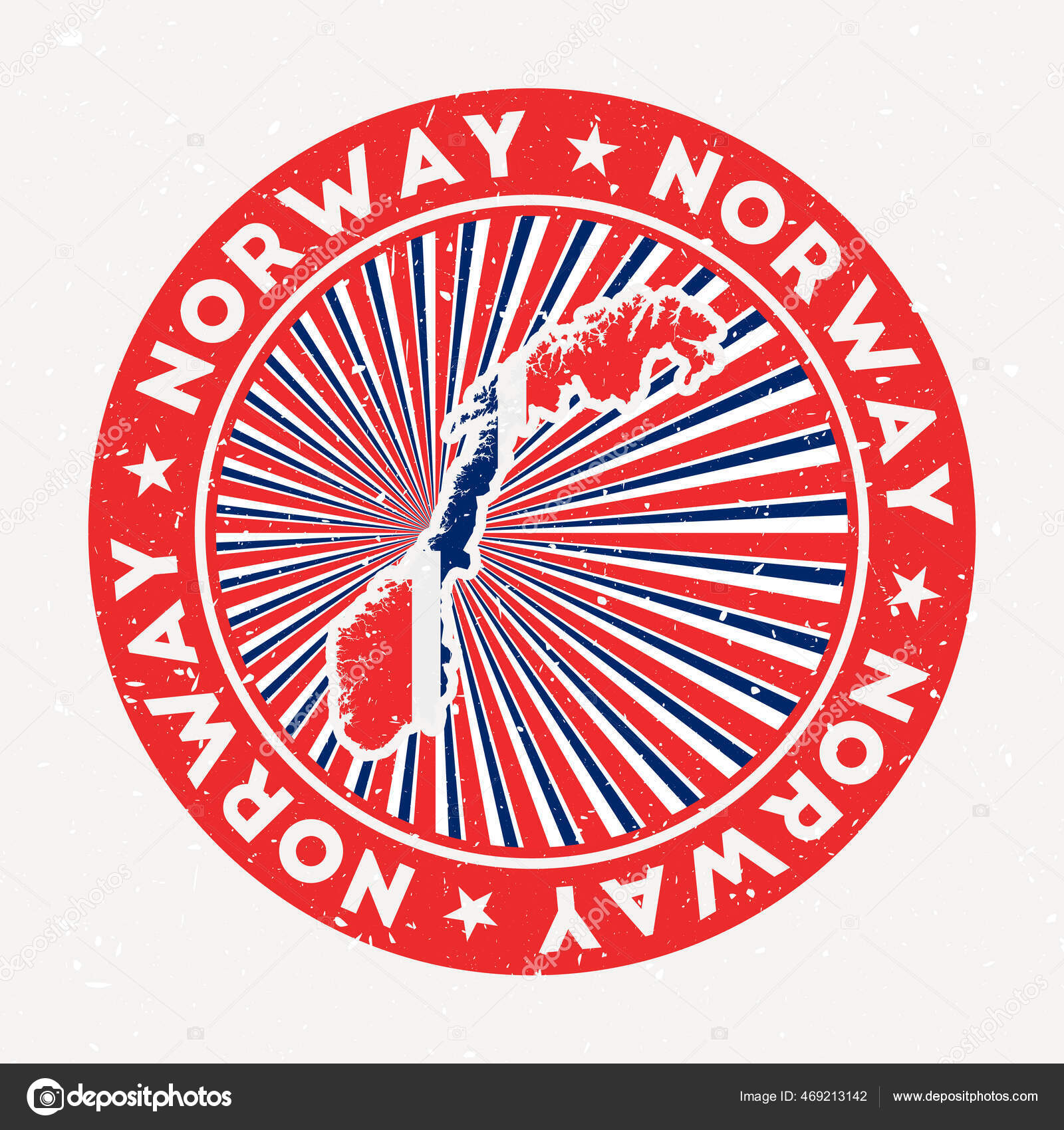 Norway round stamp Logo of country with flag Vintage badge with ...