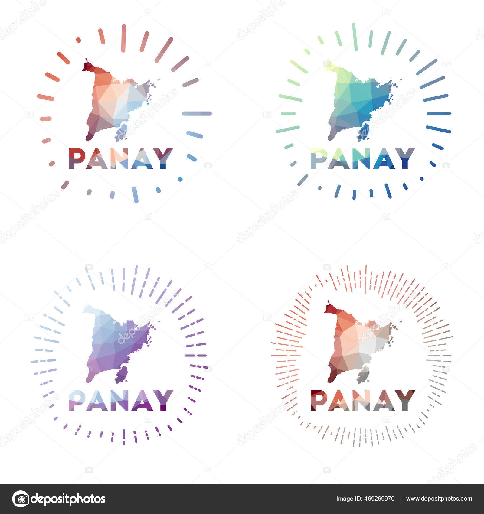 Panay low poly sunburst set Logo of island in geometric polygonal style ... Panay low poly sunburst set Logo of island in geometric polygonal style ...