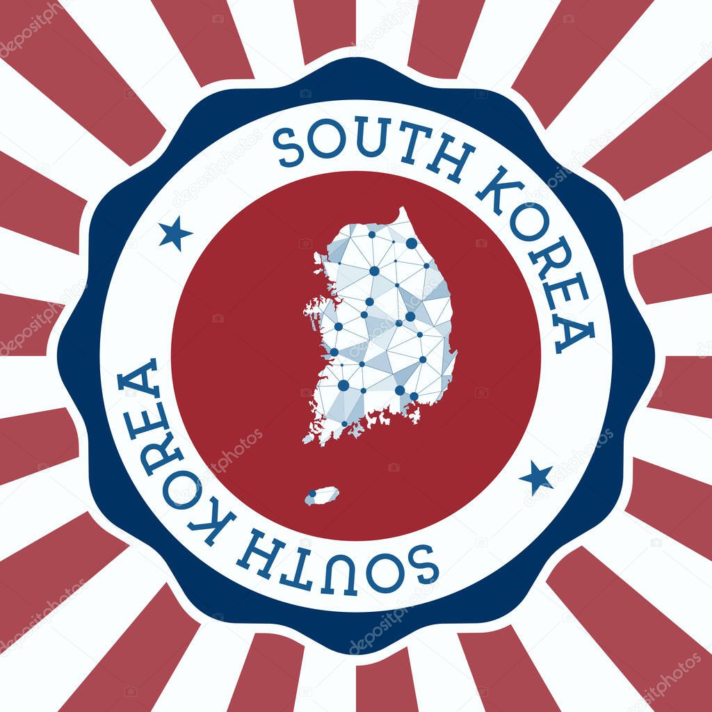 Insignia de Corea del Sur Logotipo redondo del país con mapa de malla ...