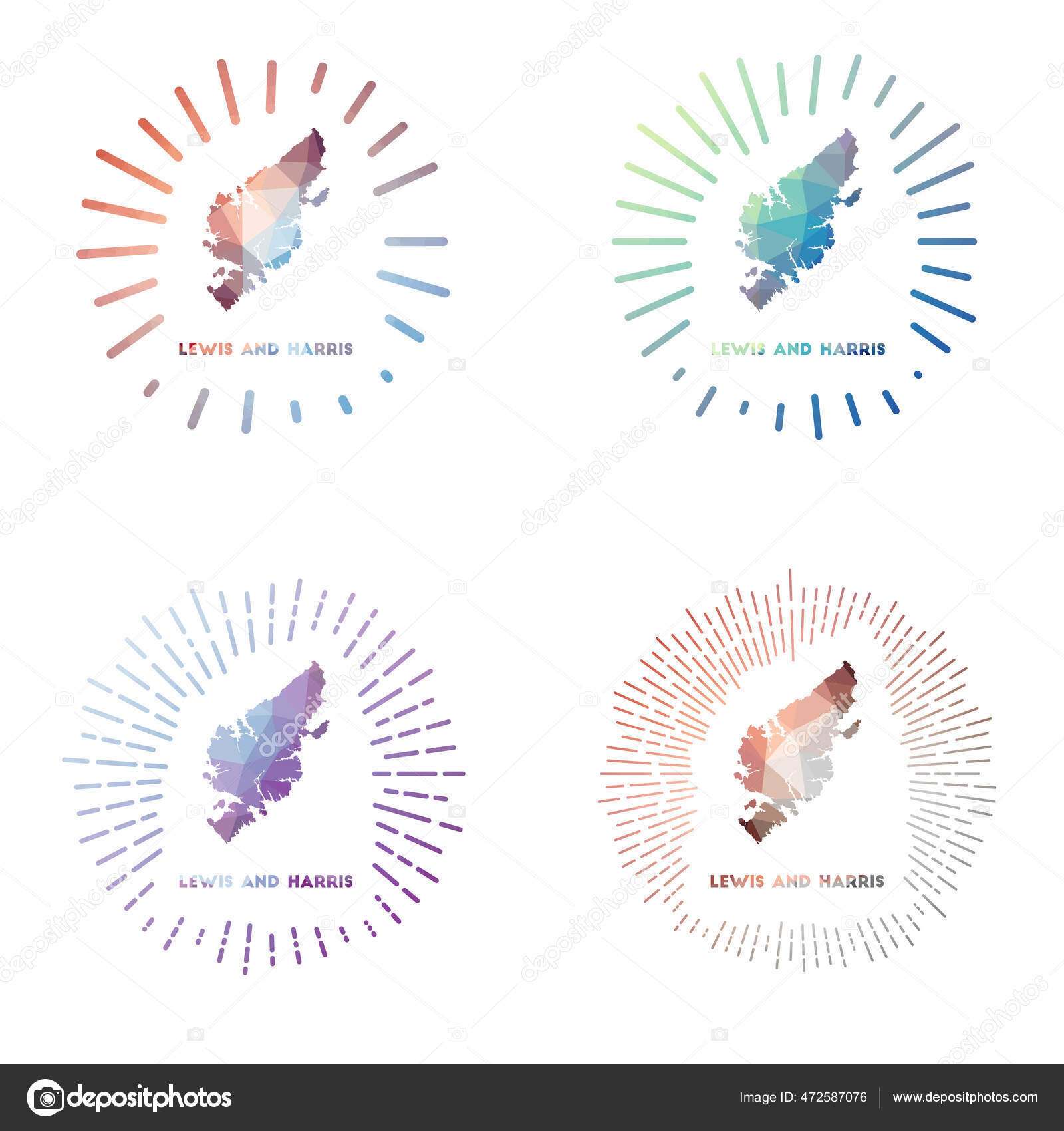 Lewis and Harris low poly sunburst set Logo of island in geometric ...