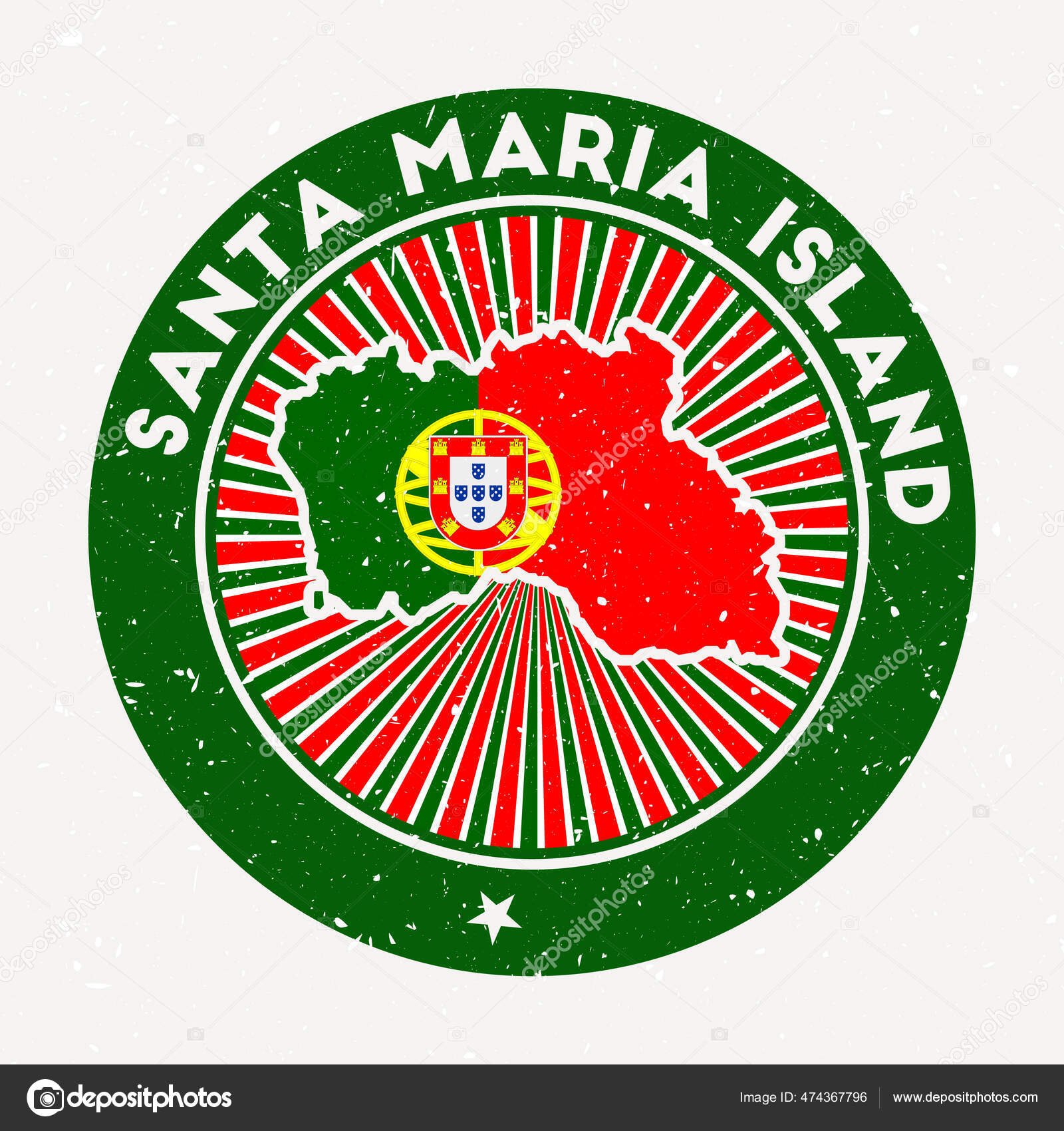 Santa Maria Island round stamp Logo of island with flag Vintage badge ...