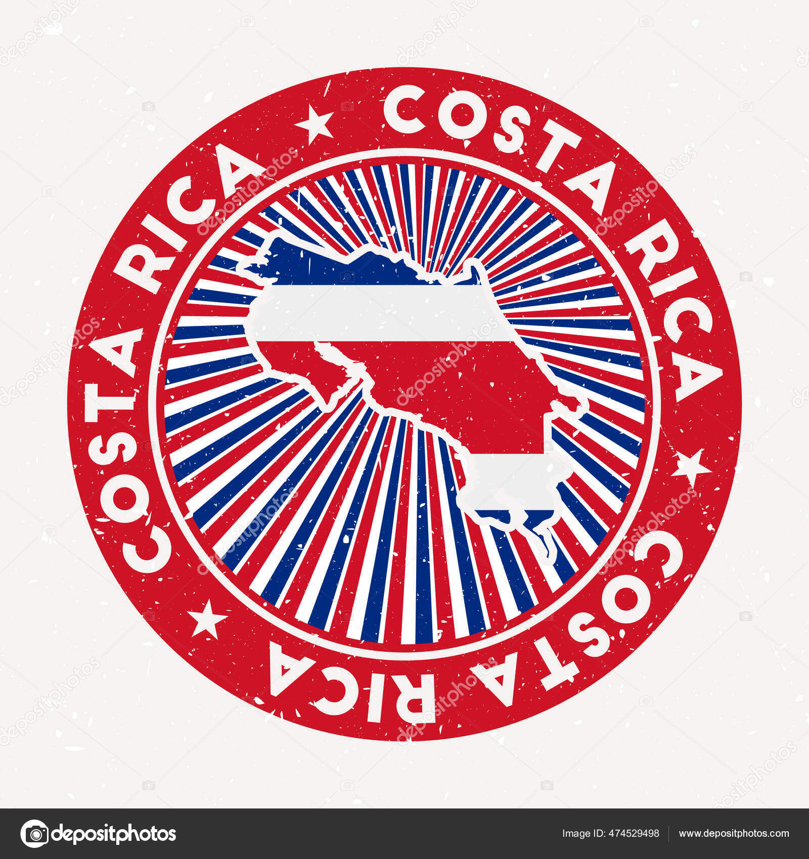 Costa Rica round stamp Logo of country with flag Vintage badge with ...