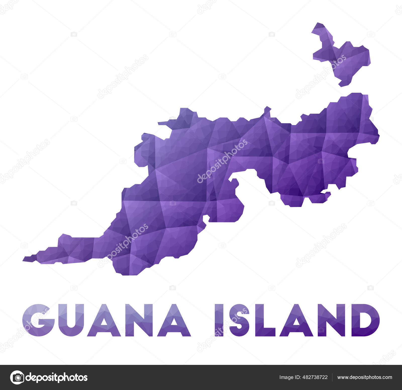 Map of Guana Island Low poly illustration of the island Purple ...