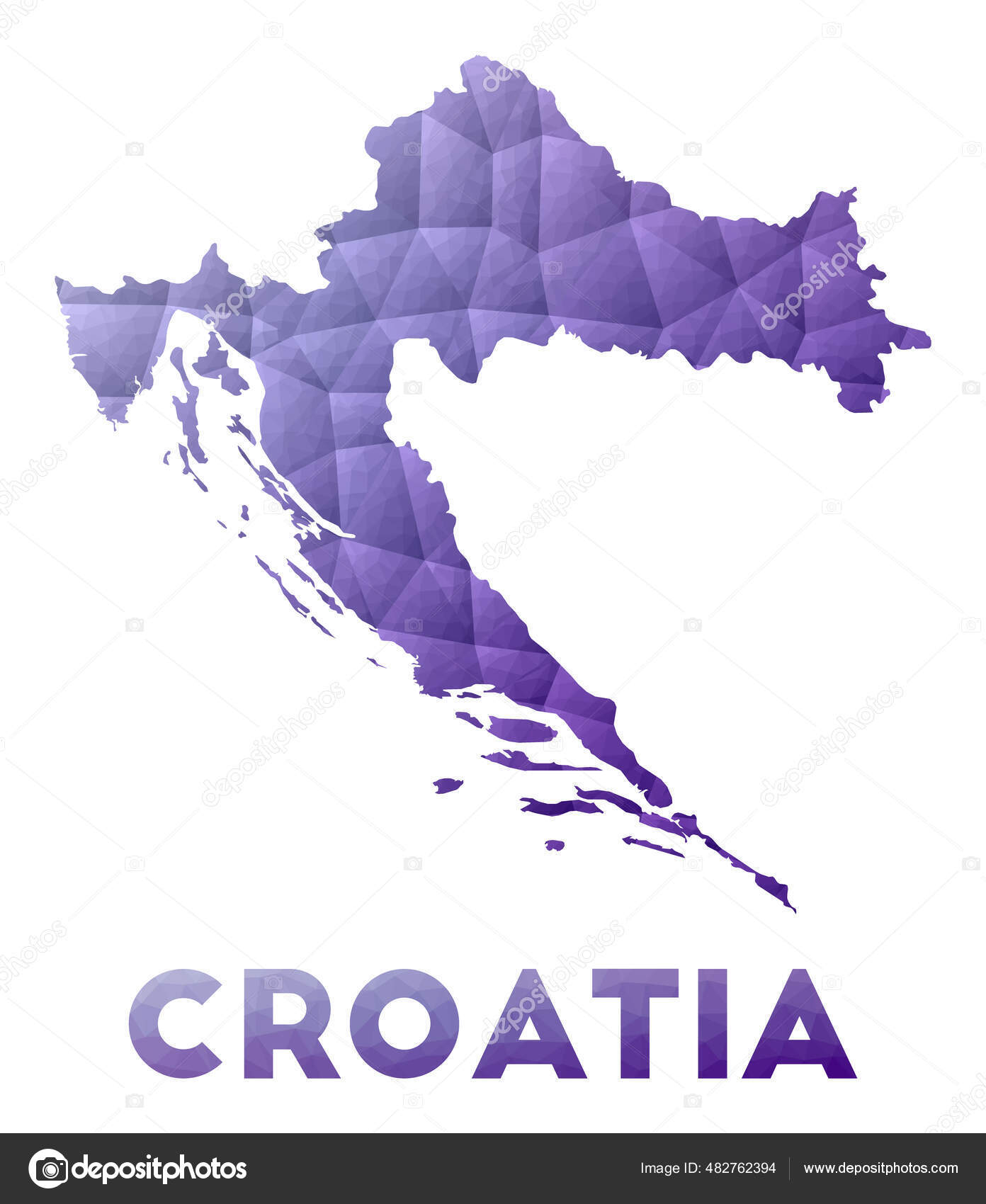 Map of Croatia Low poly illustration of the country Purple geometric ... Map of Croatia Low poly illustration of the country Purple geometric ...