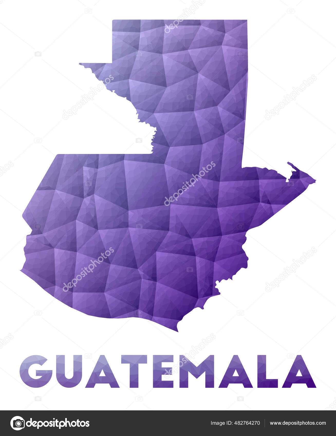 Map of Guatemala Low poly illustration of the country Purple geometric ...