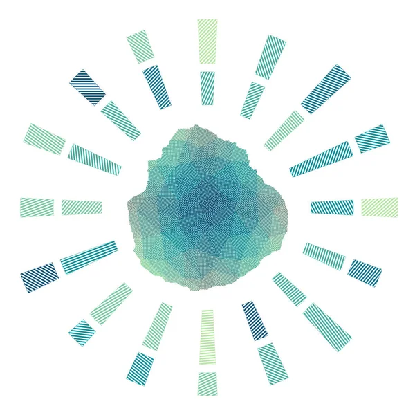 MarieGalante sunburst Rayos de rayas polivin licas bajas y mapa de la isla Ilustraci n vectorial ...