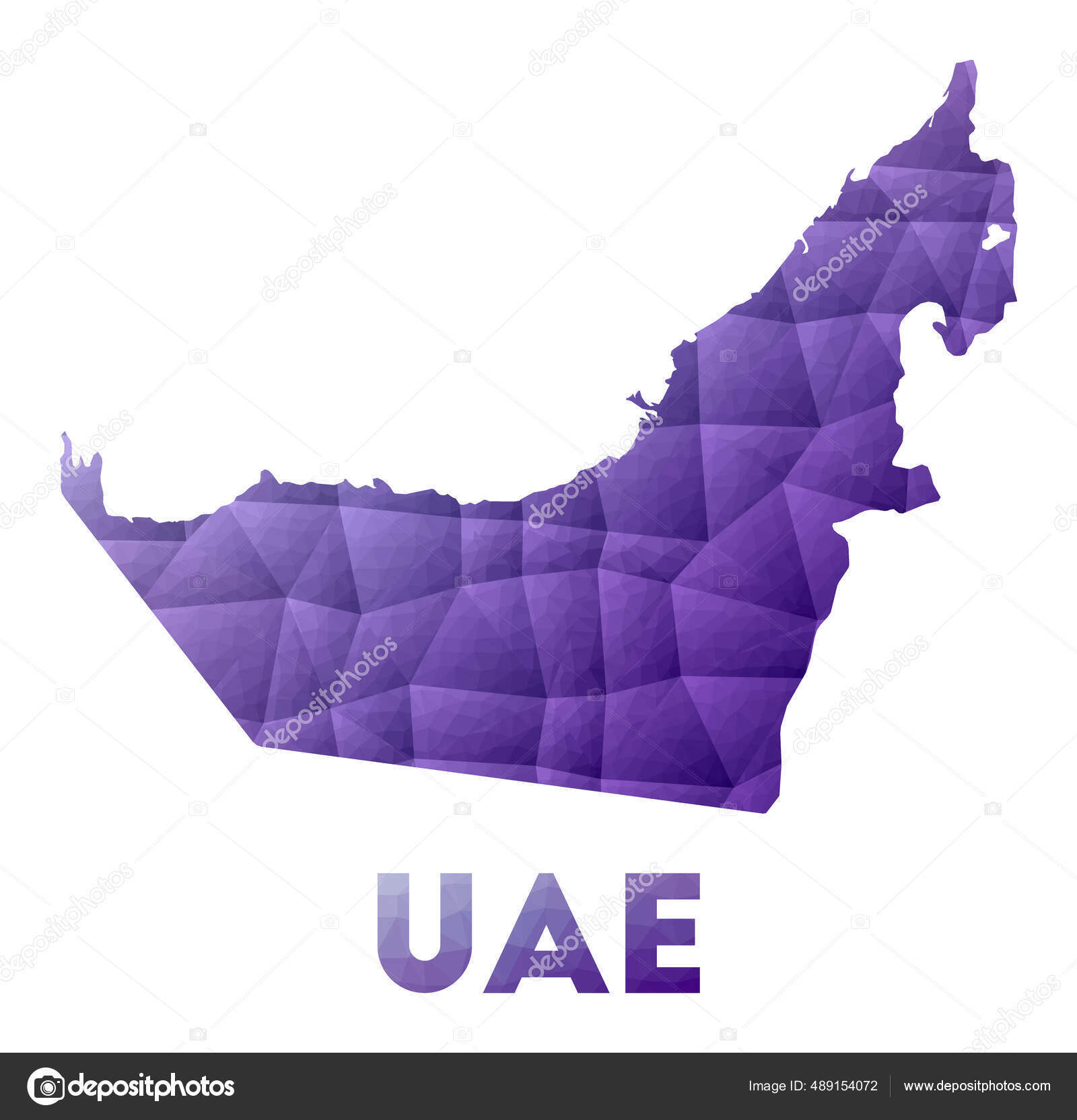 Map of UAE Low poly illustration of the country Purple geometric design ...