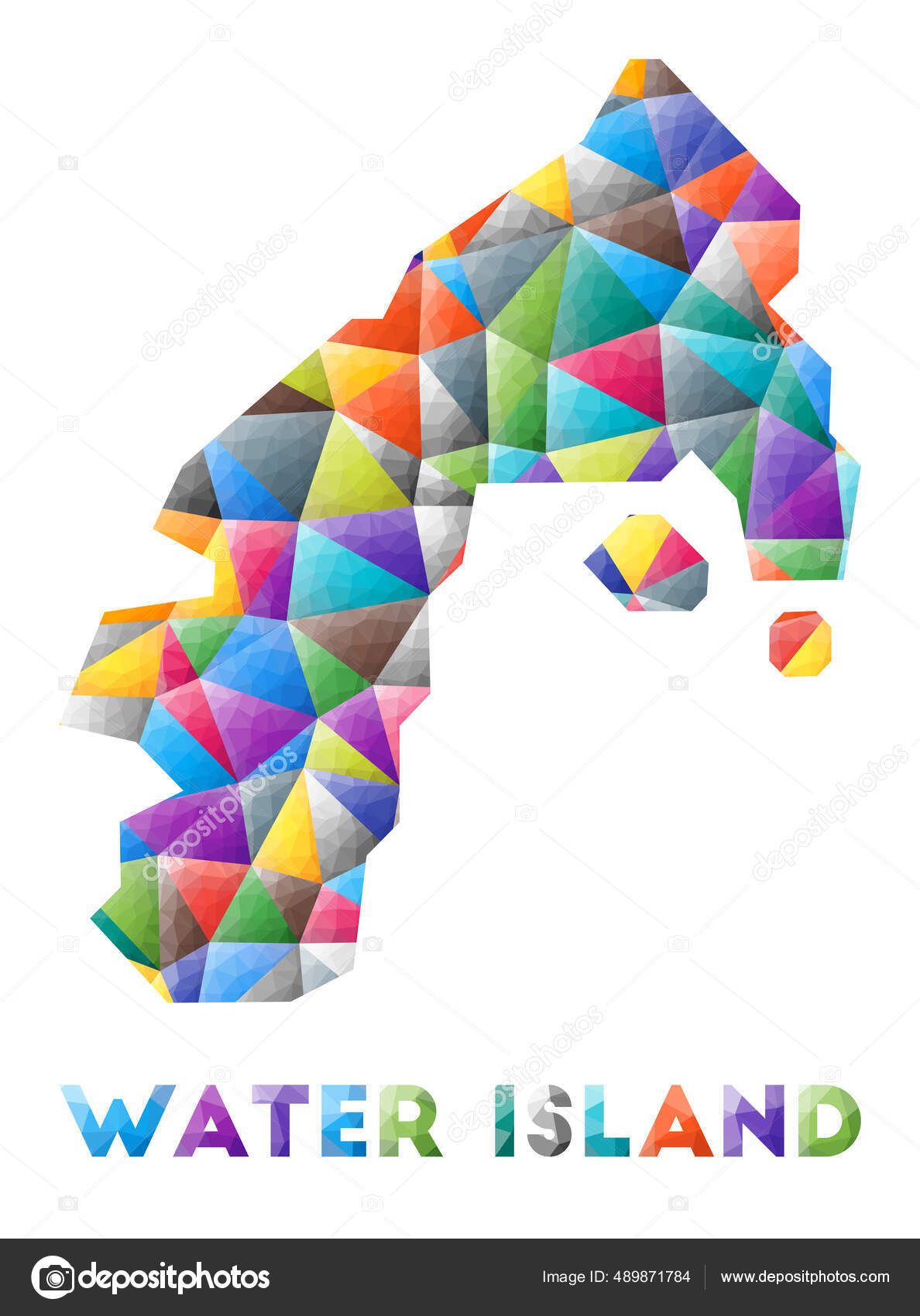 Water Island colorful low poly island shape Multicolor geometric ...