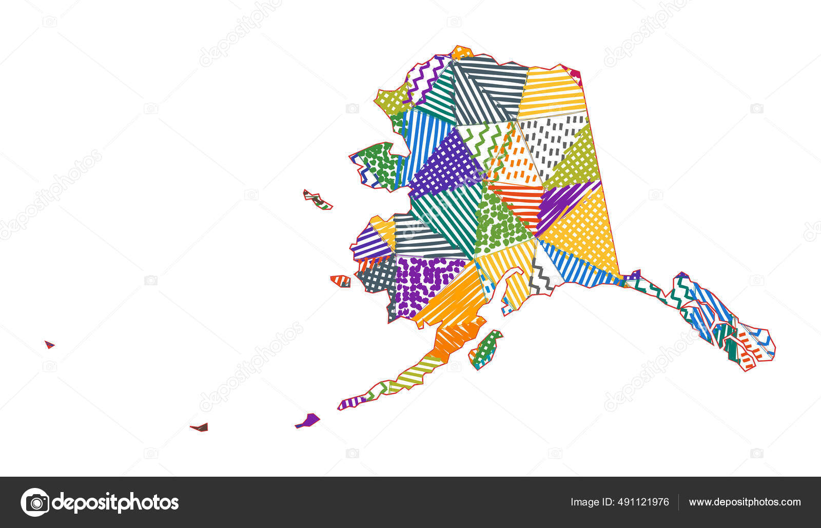 Kid style map of Alaska Hand drawn polygons in the shape of Alaska ...