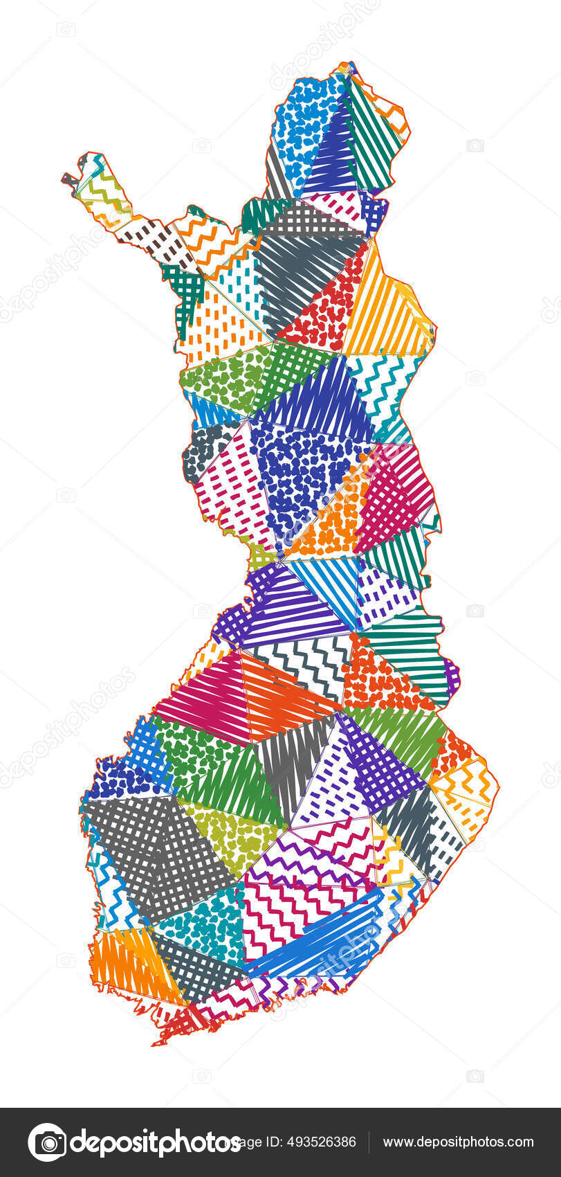 Kid style map of Finland Hand drawn polygons in the shape of Finland ...