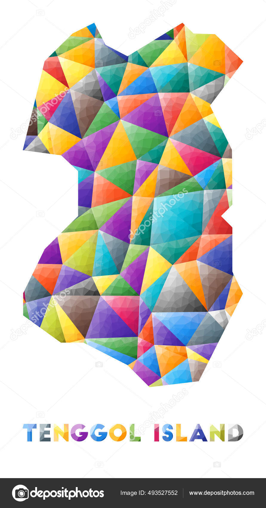 Tenggol Island colorful low poly island shape Multicolor geometric ...