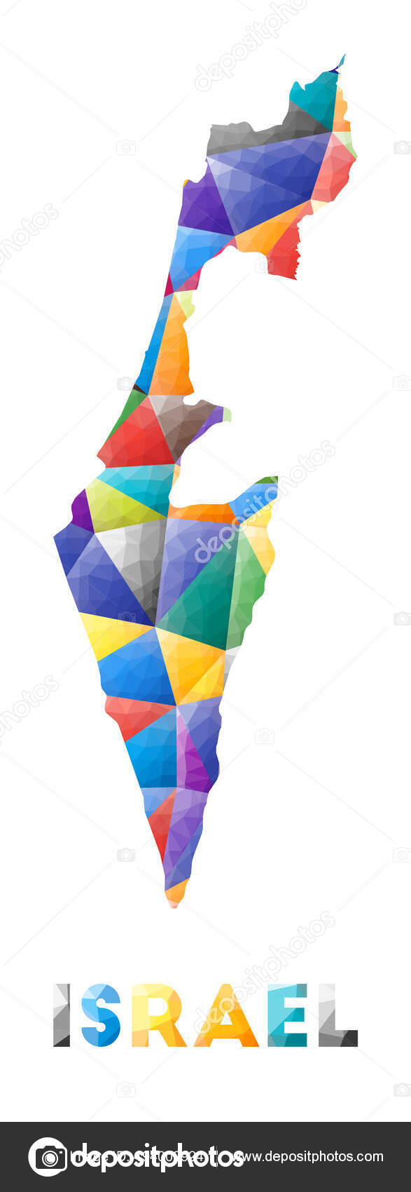 Israel colorful low poly country shape Multicolor geometric triangles ...