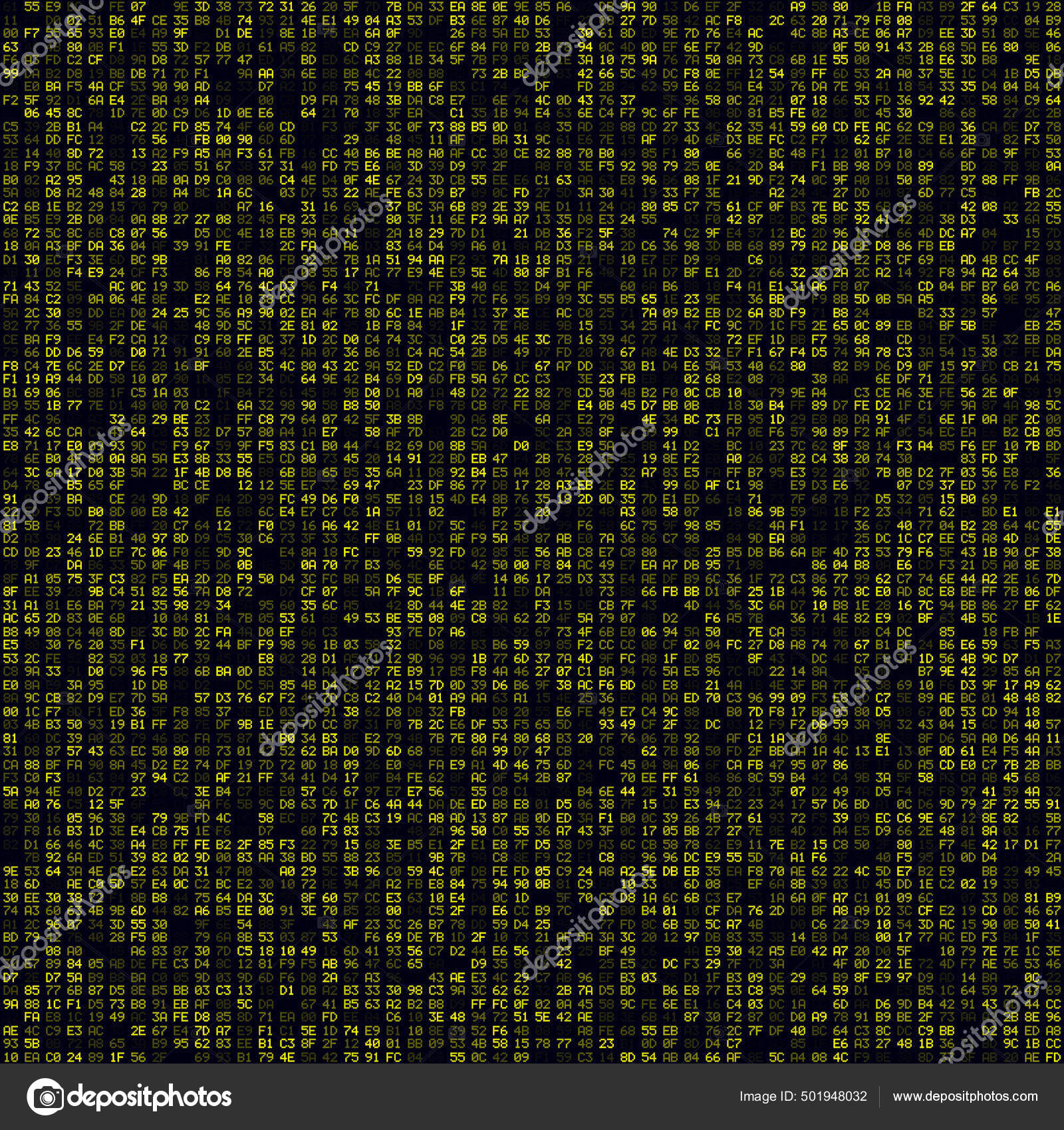 Matrix background Yellow filled hexademical pairs background Big sized ...