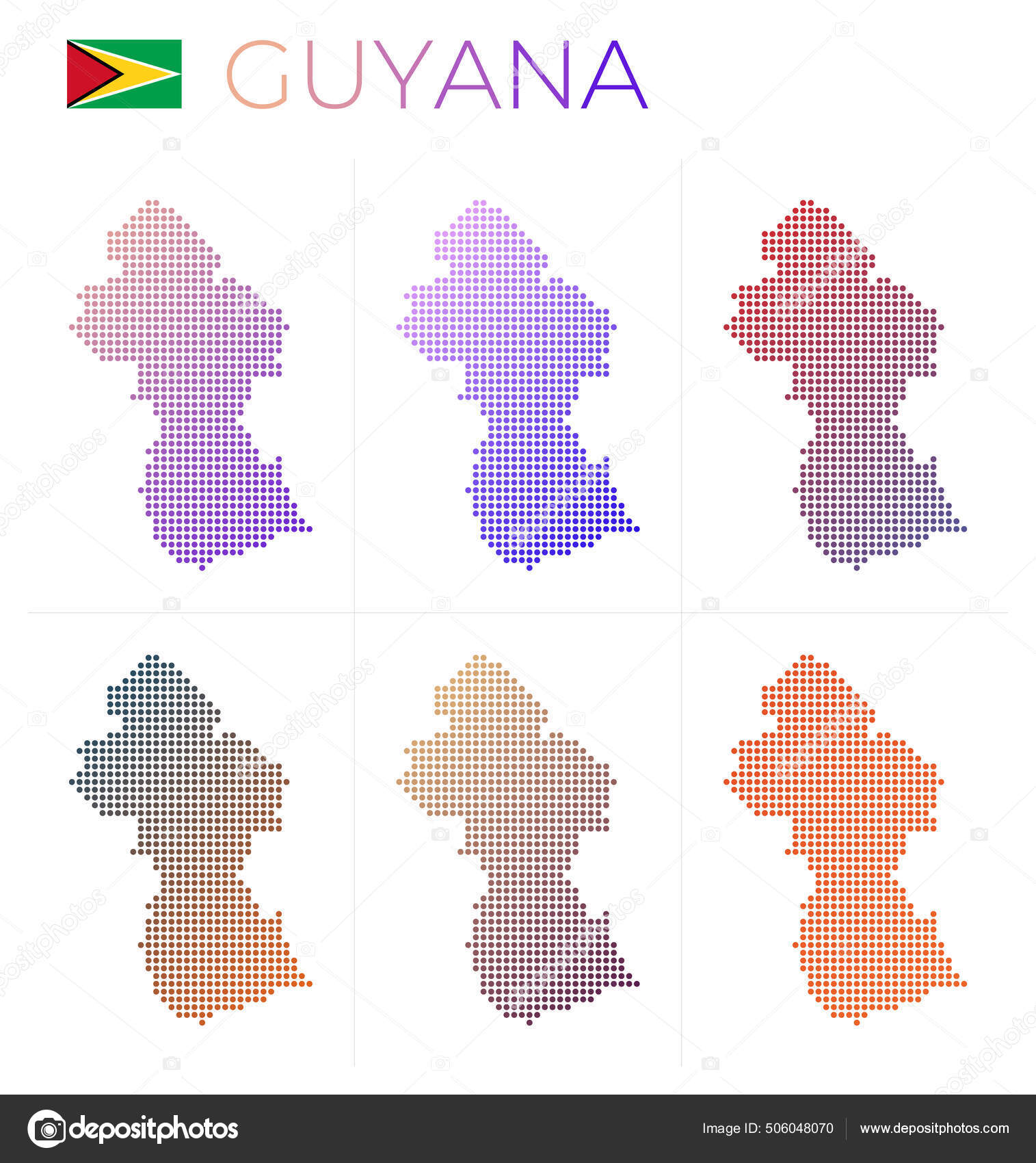 Guyana dotted map set Map of Guyana in dotted style Borders of the ...
