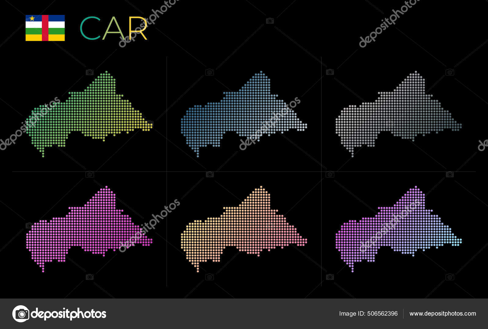 CAR dotted map set Map of CAR in dotted style Borders of the country ...
