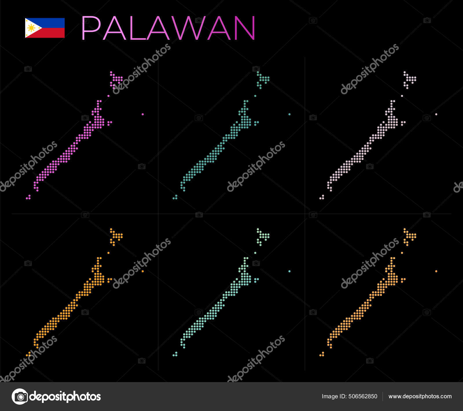 Palawan dotted map set Map of Palawan in dotted style Borders of the ...