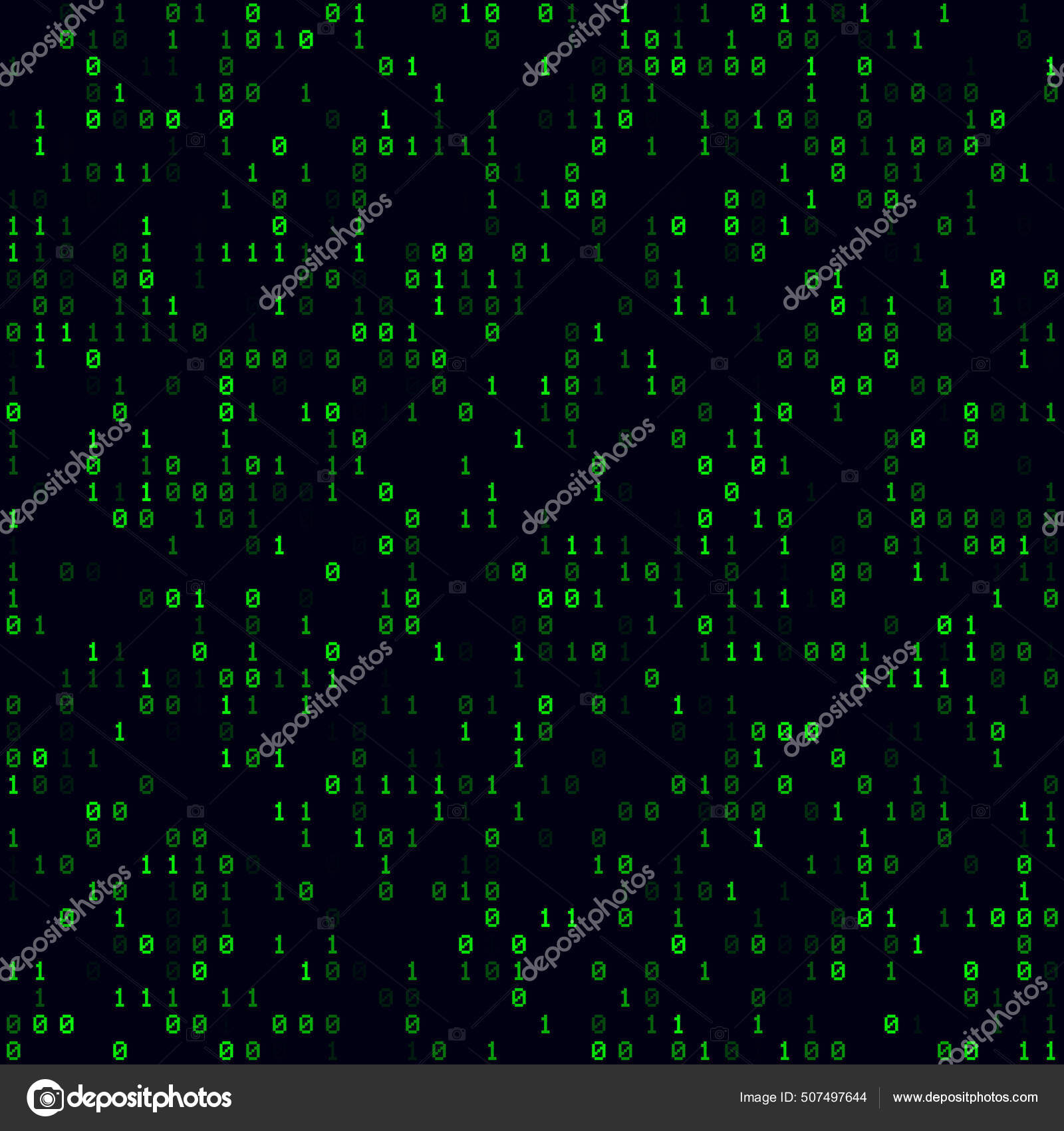 Futuristic tech background Green sparse binary background Medium sized seamless pattern Stock ...