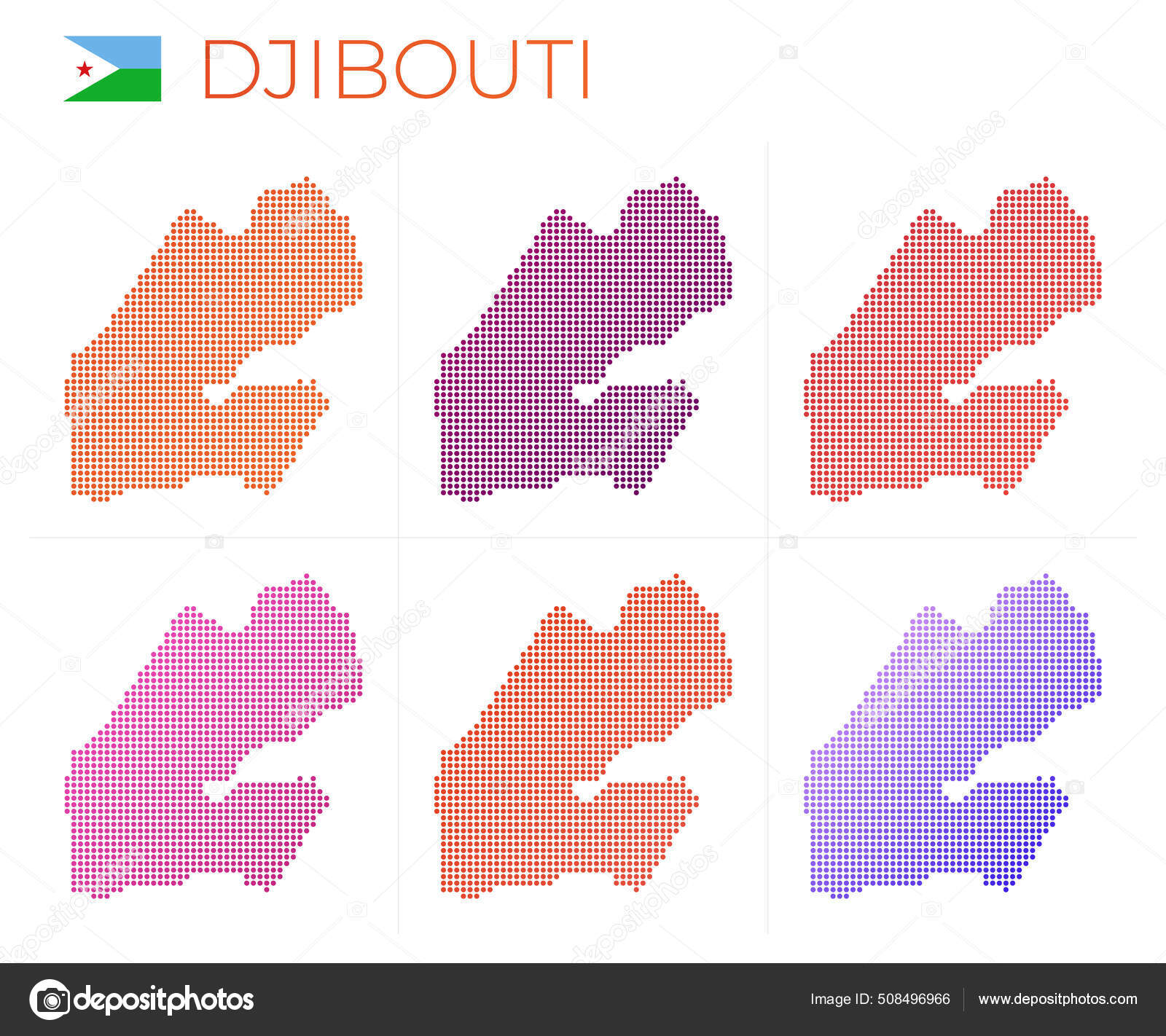 Djibouti dotted map set Map of Djibouti in dotted style Borders of the ...