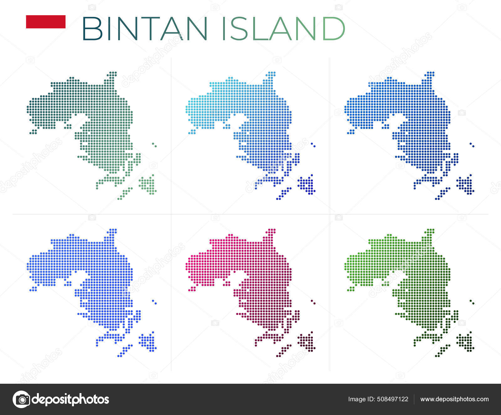 Bintan Island dotted map set Map of Bintan Island in dotted style ...
