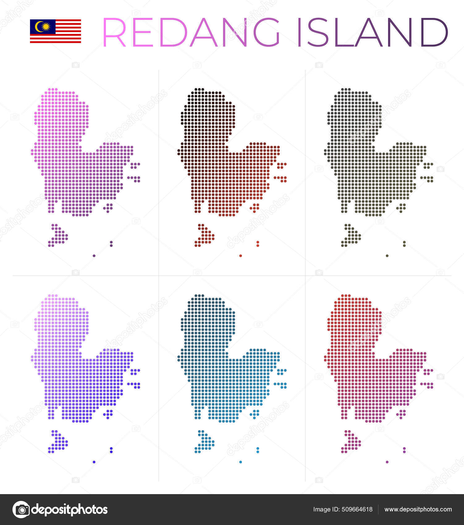 Redang Island dotted map set Map of Redang Island in dotted style ...