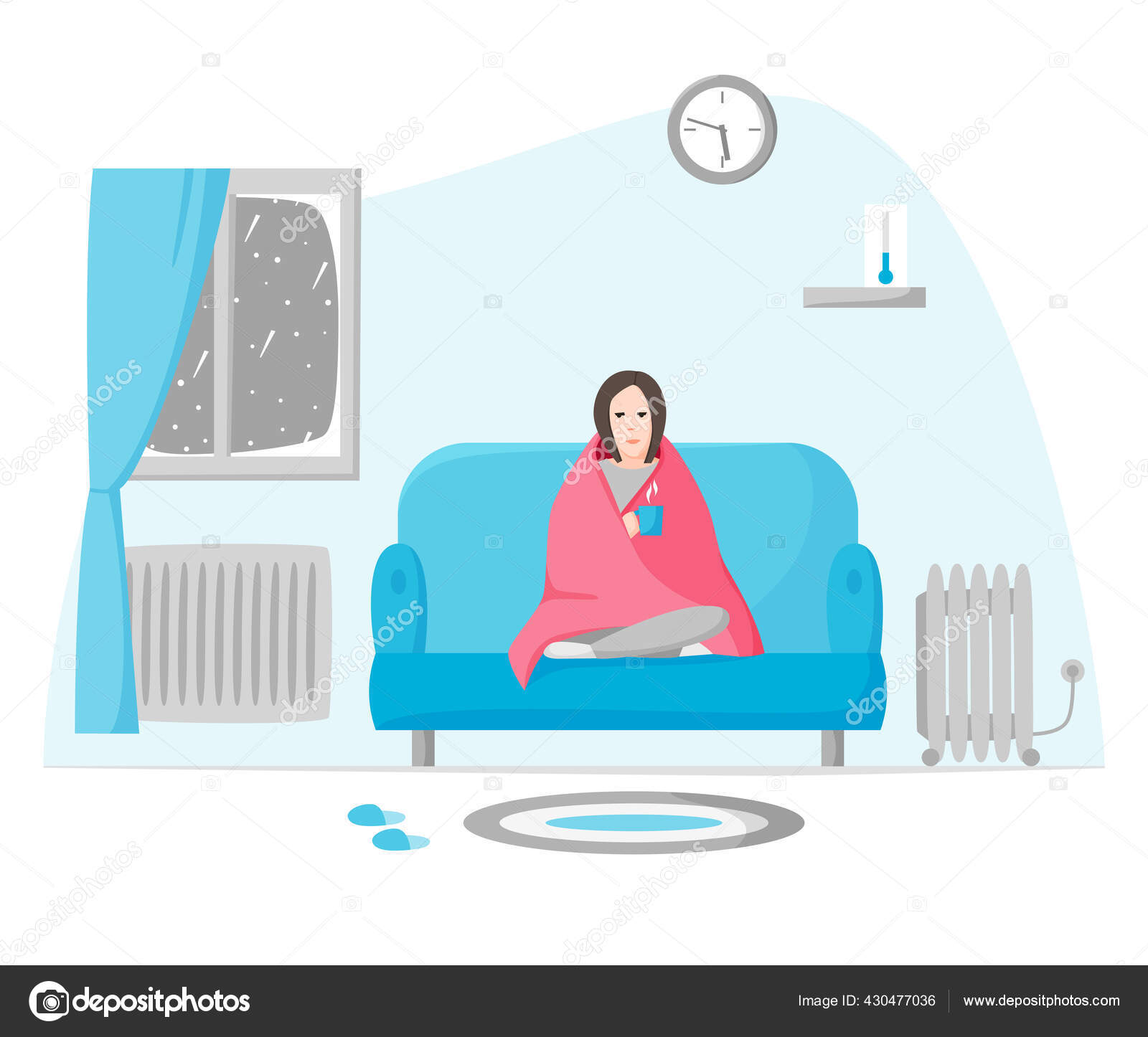 Freezing Cold Woman Cartoon