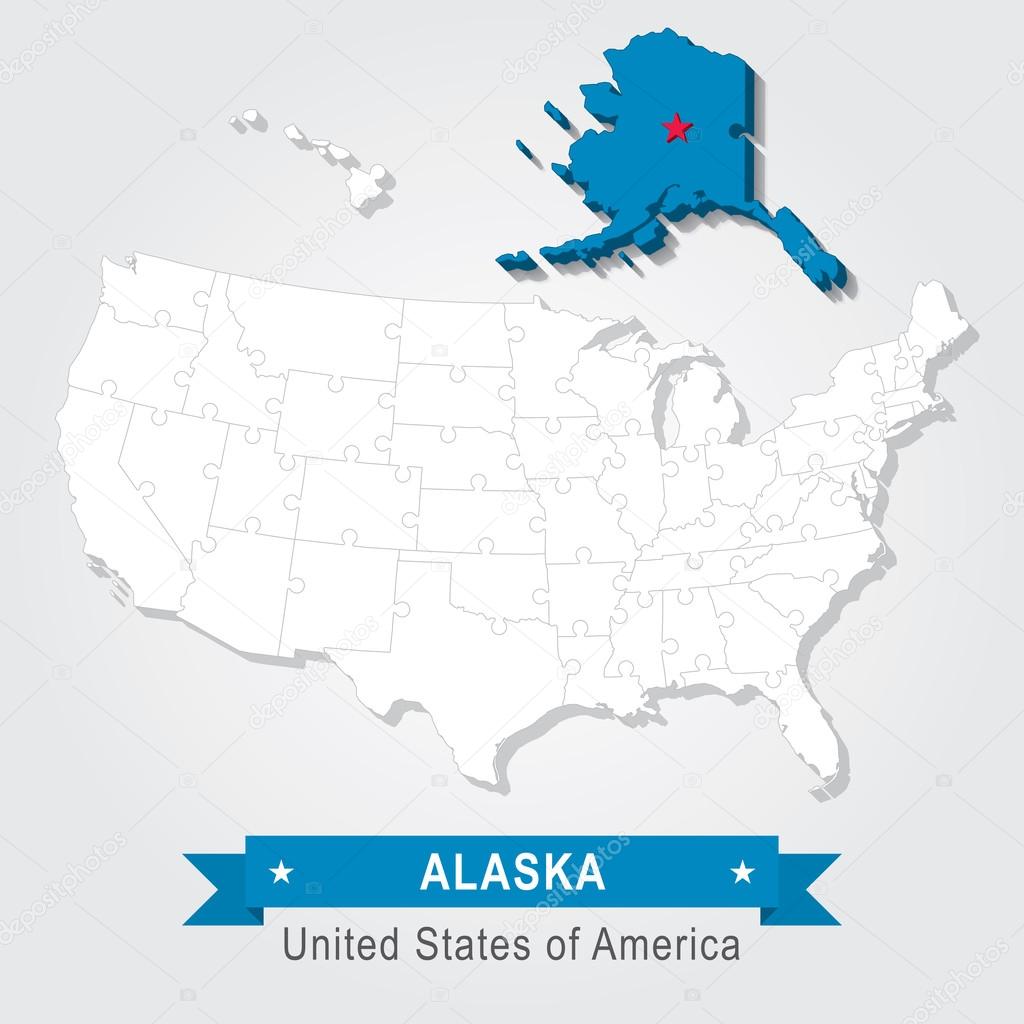 Estado de Alaska. Mapa administrativo de Estados Unidos. América del ...