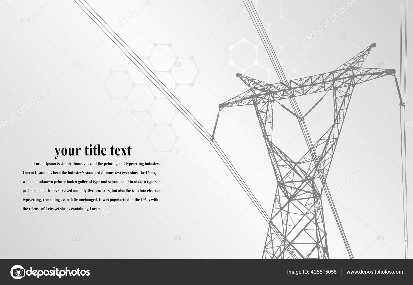 Vector Illustration High Voltage Towers Electric Power Transmission ...