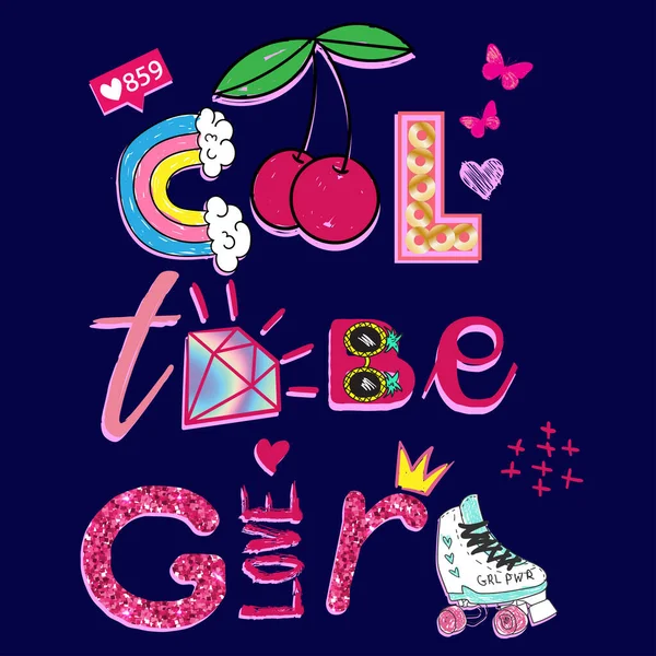 Typography Hand Drawn Cute Girls Illustration Shirt Printing Cute ...