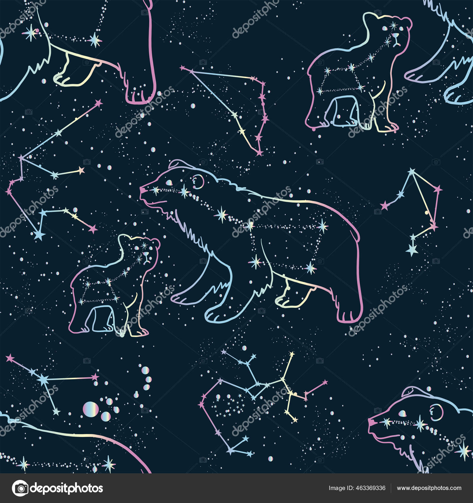 Cute Seamless Pattern Constellation Ursa Major Childrens Space ...