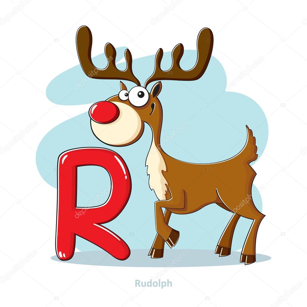 Alfabeto de dibujos animados - Letra R con Rudolph divertido 2023