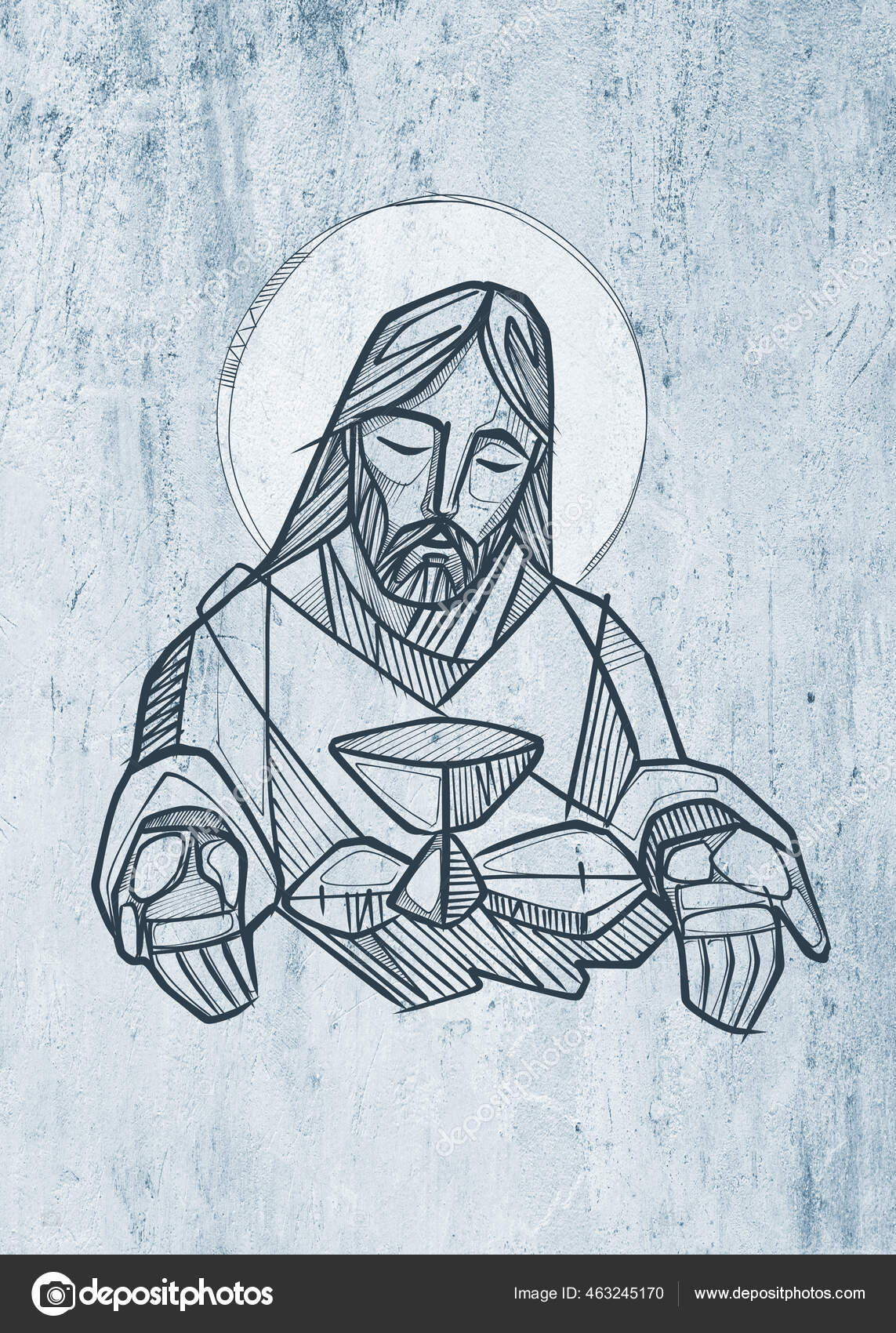 Hand Drawn Illustration Drawing Jesus Christ Last Supper Stock ...