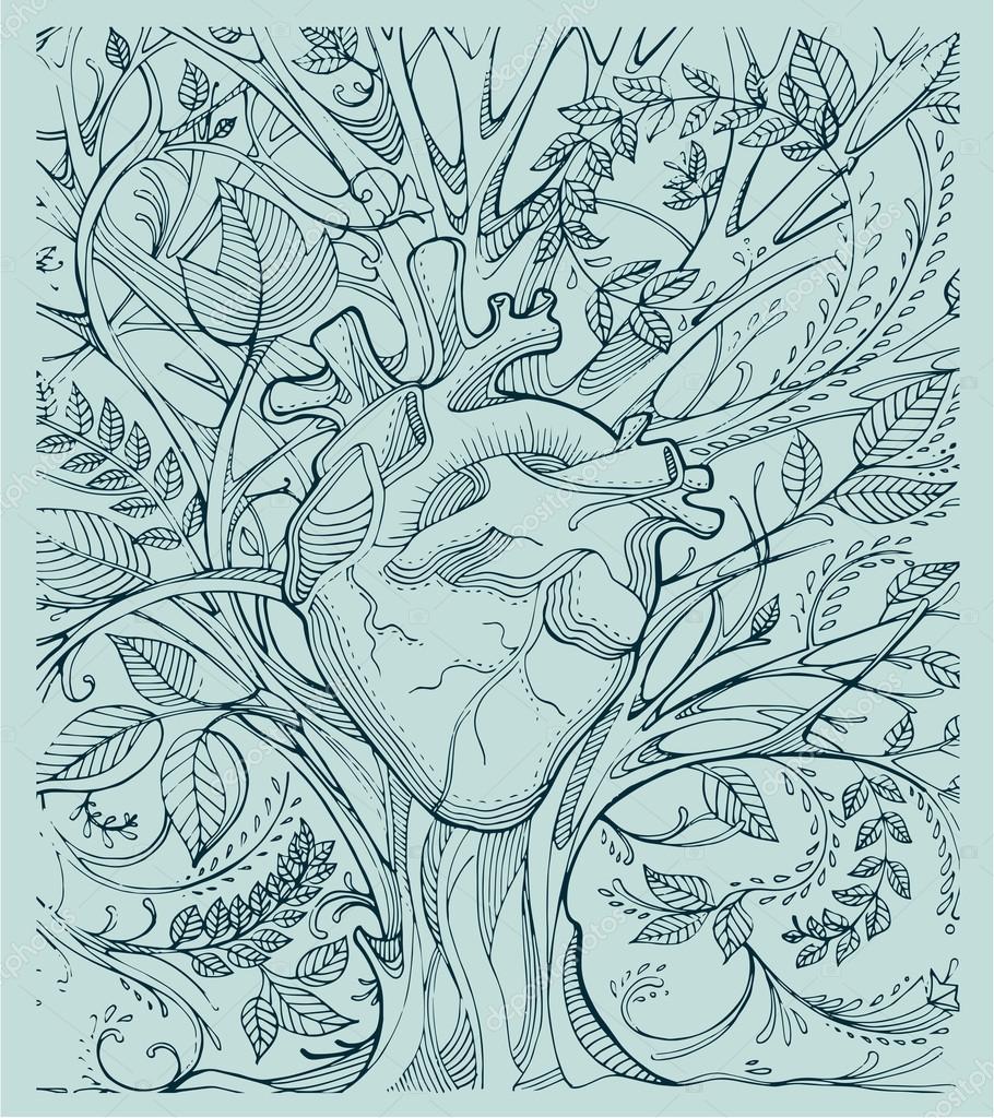 Heart Tree Drawing