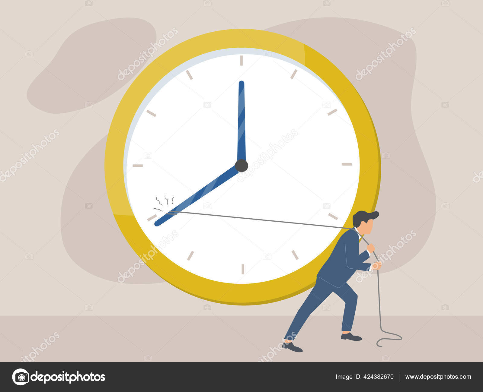 Businessman Trying Slow Time Vector Illustration Stop Time Stock Vector ...