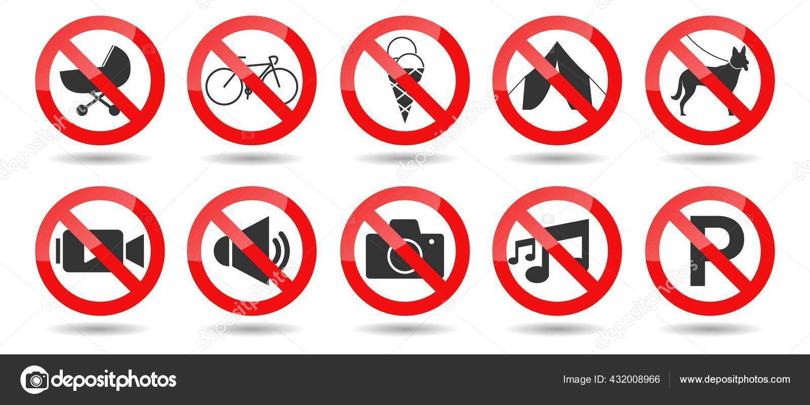 Conjunto Vector Signo Prohibido Vector de stock #432008966 de ...